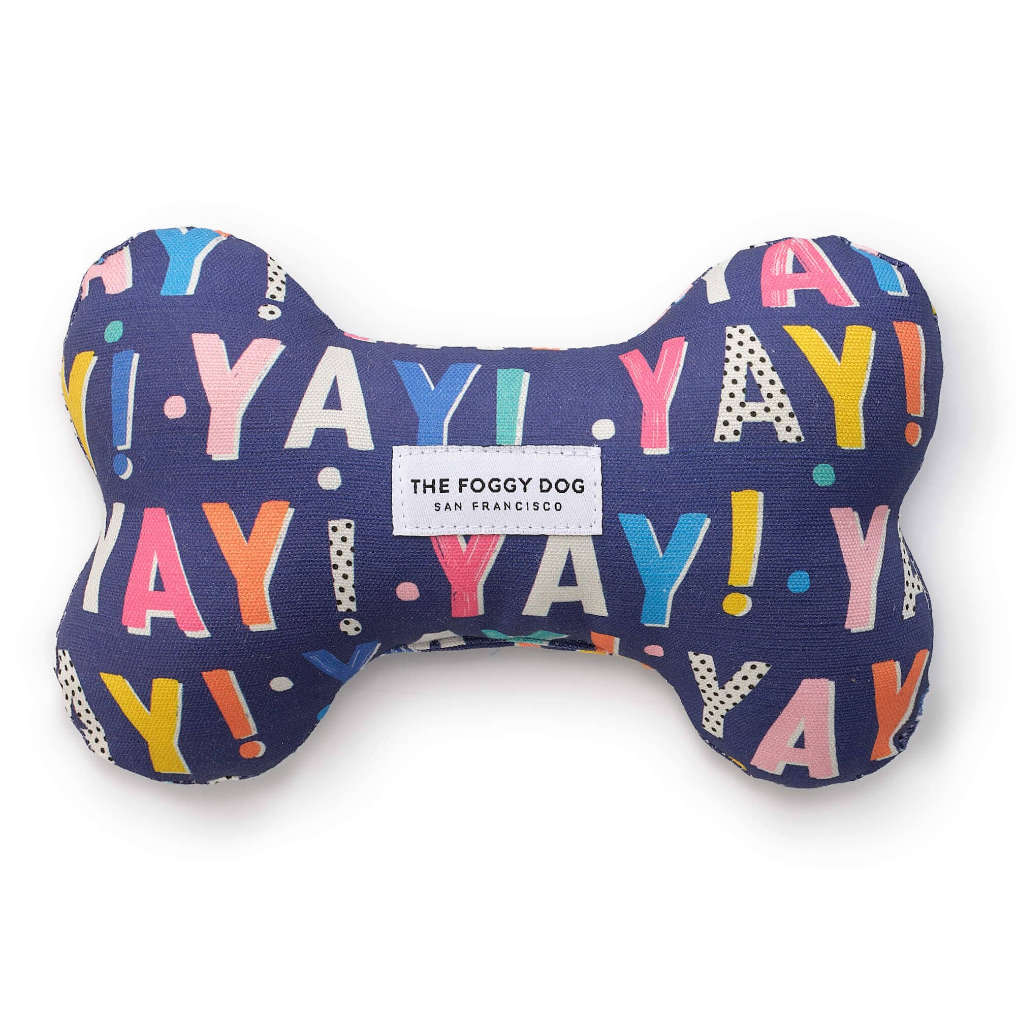 Birthday YAY Navy Dog Bone Squeaky Toy | Zoomies Pet Cafe